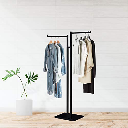Durable Modern Design 2 Way Garment Rack β Heavy Duty Rectangular Tube Clothing Rack, Adjustable Display Fixture with Chrome Finish. Clothing and Garment Racks (Matte Black)
