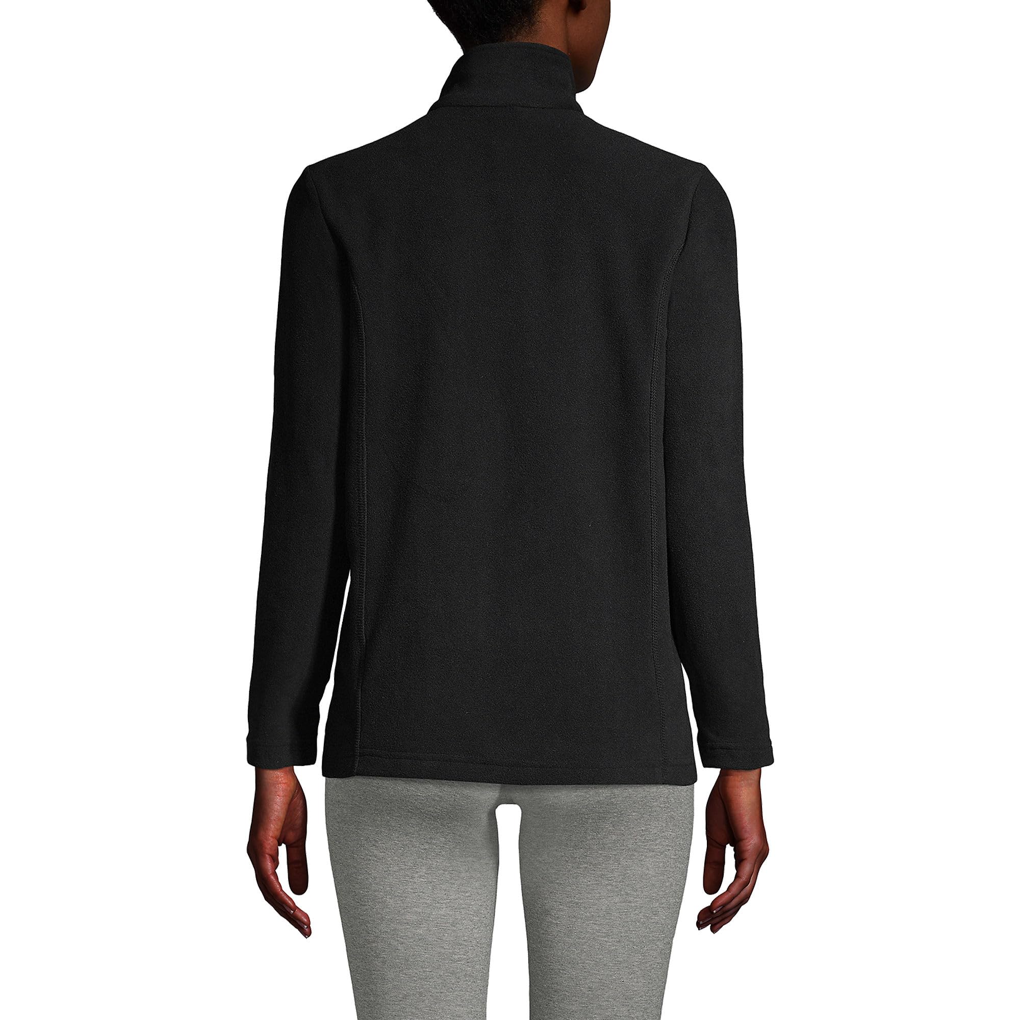 Lands' End Womens Full Zip Fleece Jacket Black Regular Large