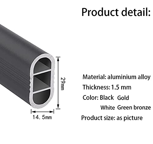 Btibpse Oval Closet Rods Heavy Duty Aluminium Alloy Wardrobe Rod Application Clothes Hanging Oval Rod 18/20/24/31/39 Inch for Closet Wardrobe (Black, 39")
