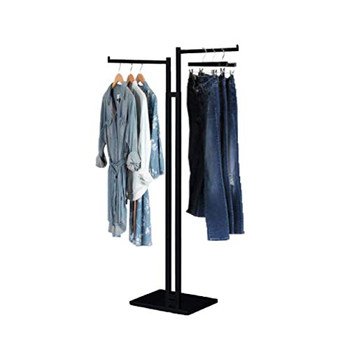 Durable Modern Design 2 Way Garment Rack β Heavy Duty Rectangular Tube Clothing Rack, Adjustable Display Fixture with Chrome Finish. Clothing and Garment Racks (Matte Black)