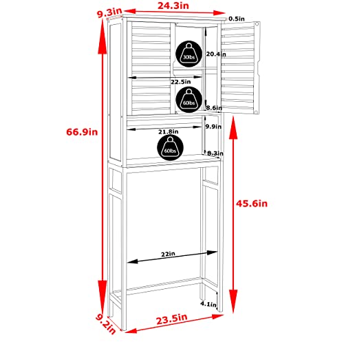 VEIKOUS Bamboo Over The Toilet Storage Cabinet, Bathroom Space Saver, Over The Toilet Rack with Adjustable Shelf, Natural Color