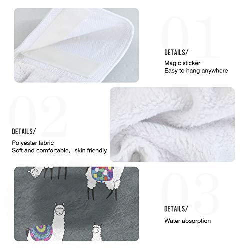 Qilmy Llama Hanging Kitchen Towel Set of 2, Absorbent Soft Hanging Tie Towel for Kitchen Bathroom Farmhouse Housewarming Home Decor 12 x 17 Inch