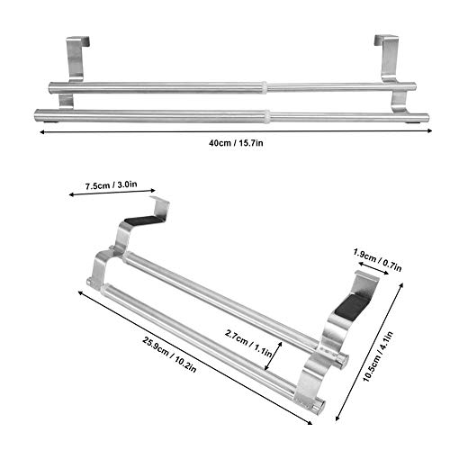 Wosune Metal Towel Bar for Bathrooms, Kitchen Towel Holder Bath Face Cloth Rack Bathroom Towel Rack, Stainless Steel Towel Holder for Balconies Cabinet (40cm Retractable Double Pole)