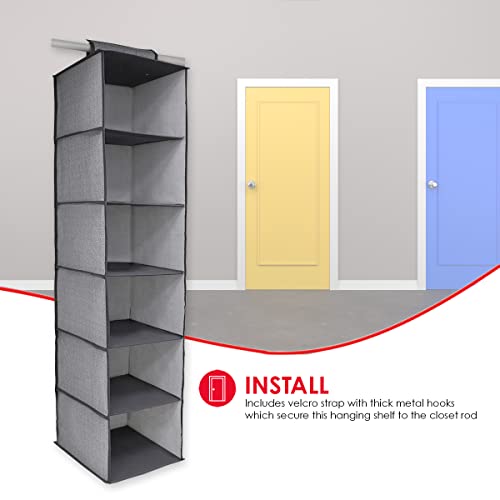 Home Basics SB39011 Hanging Closet Organizer, 6 Shelf, Grey