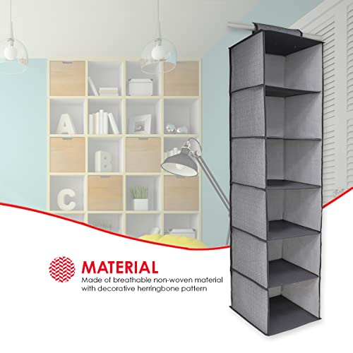 Home Basics SB39011 Hanging Closet Organizer, 6 Shelf, Grey