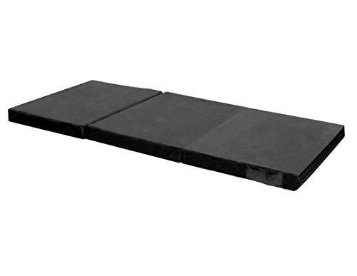 American Furniture Alliance Hide A' Mat 3.5 x 35 x 77 inch Twin TriFold Mattress Mesh/Suede, Black