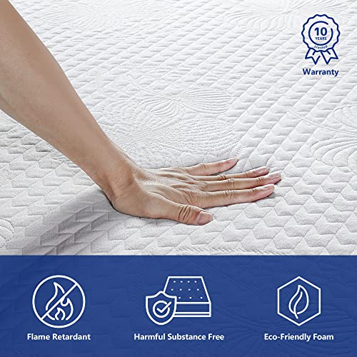 Olee Sleep 10 Inch Gel Infused Layer Top Memory Foam Mattress, Twin, Blue