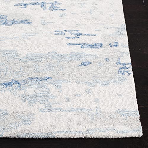 SAFAVIEH Abstract Collection Runner Rug - 2'3" x 12', Ivory & Blue, Handmade Abstract Wool, Ideal for High Traffic Areas in Living Room, Bedroom (ABT465A)