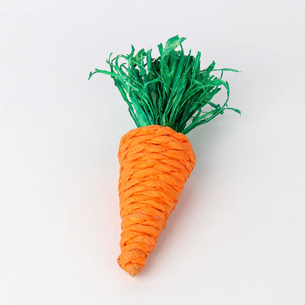 5Pcs Bunny Chew Toy for Teeth Cleaning Natural Hay Treat Grass Carrot for Rabbit Chinchilla Hamster Guinea Pig Play hay Treat for Rabbits