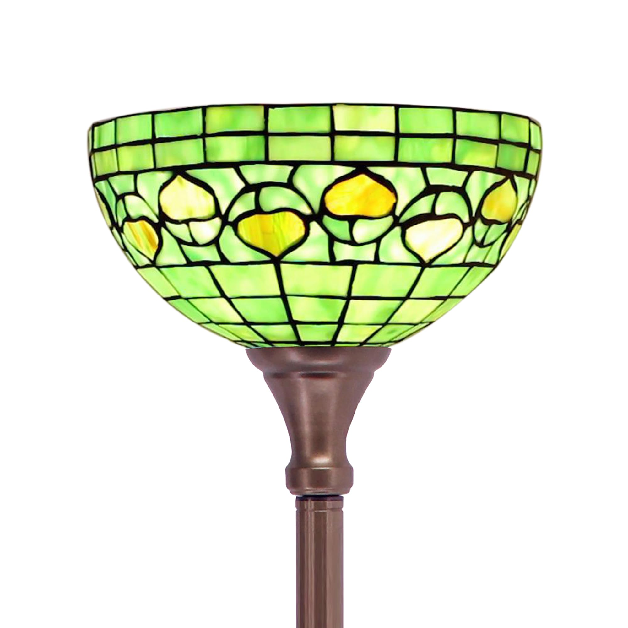 ZJART Tiffany Floor Lamp Torchiere Stained Glass Torch Lamp 12X12X67 Inch Antique Standing Corner Light (Green Apple Heart)