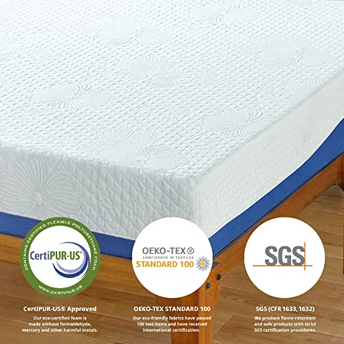 Olee Sleep 10 Inch Gel Infused Layer Top Memory Foam Mattress, Twin, Blue