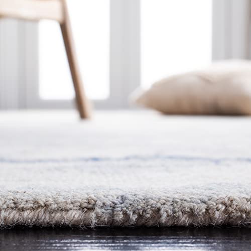SAFAVIEH Abstract Collection Runner Rug - 2'3" x 12', Ivory & Blue, Handmade Abstract Wool, Ideal for High Traffic Areas in Living Room, Bedroom (ABT465A)