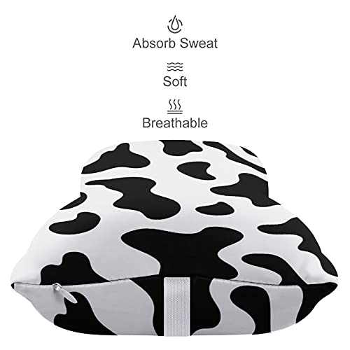 Bagea-Ka Cowhide Milk Cow Print 2PCS Car Neck Pillow Memory Foam Head Rest Support Cushion for Travel Car Seat Reclining Gaming Office Chair
