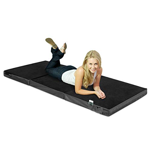 American Furniture Alliance Hide A' Mat 3.5 x 35 x 77 inch Twin TriFold Mattress Mesh/Suede, Black