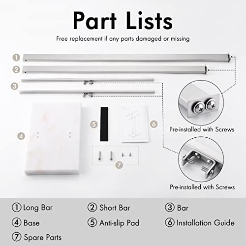 KES Standing Towel Rack 2-Tier Towel Rack Stand with Marble Base for Bathroom Floor, Upgrade Steady Design, SUS 304 Stainless Steel Brushed Finish, BTH217-2