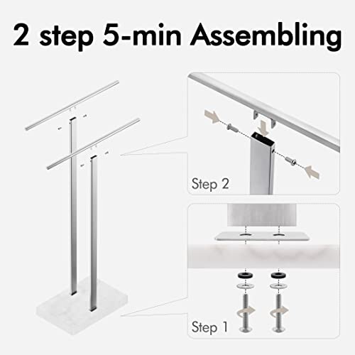 KES Standing Towel Rack 2-Tier Towel Rack Stand with Marble Base for Bathroom Floor, Upgrade Steady Design, SUS 304 Stainless Steel Brushed Finish, BTH217-2