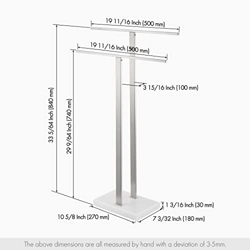 KES Standing Towel Rack 2-Tier Towel Rack Stand with Marble Base for Bathroom Floor, Upgrade Steady Design, SUS 304 Stainless Steel Brushed Finish, BTH217-2