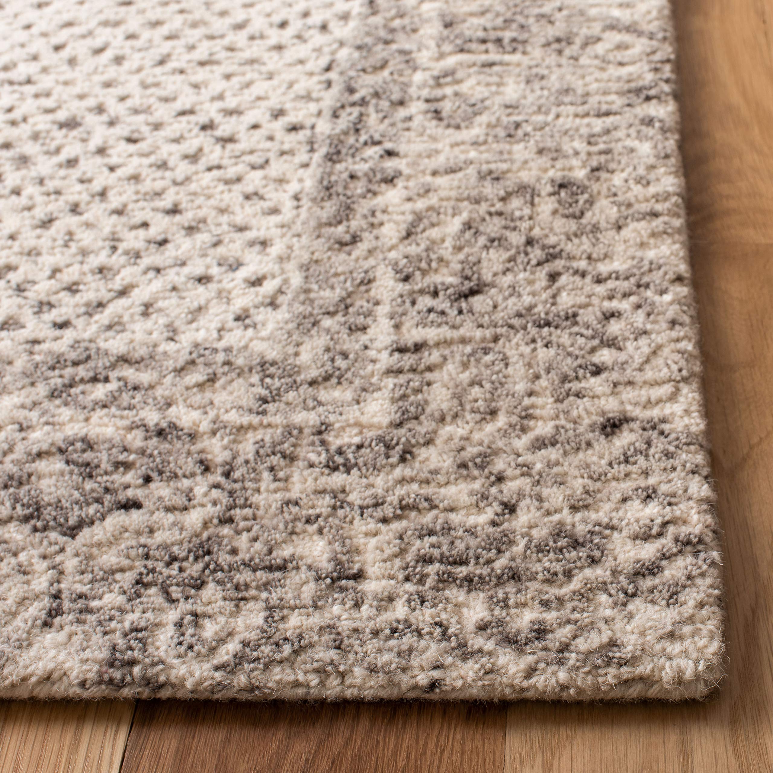 SAFAVIEH Abstract Collection Runner Rug - 2'3" x 12', Ivory & Grey, Handmade Wool, Ideal for High Traffic Areas in Living Room, Bedroom (ABT345F)