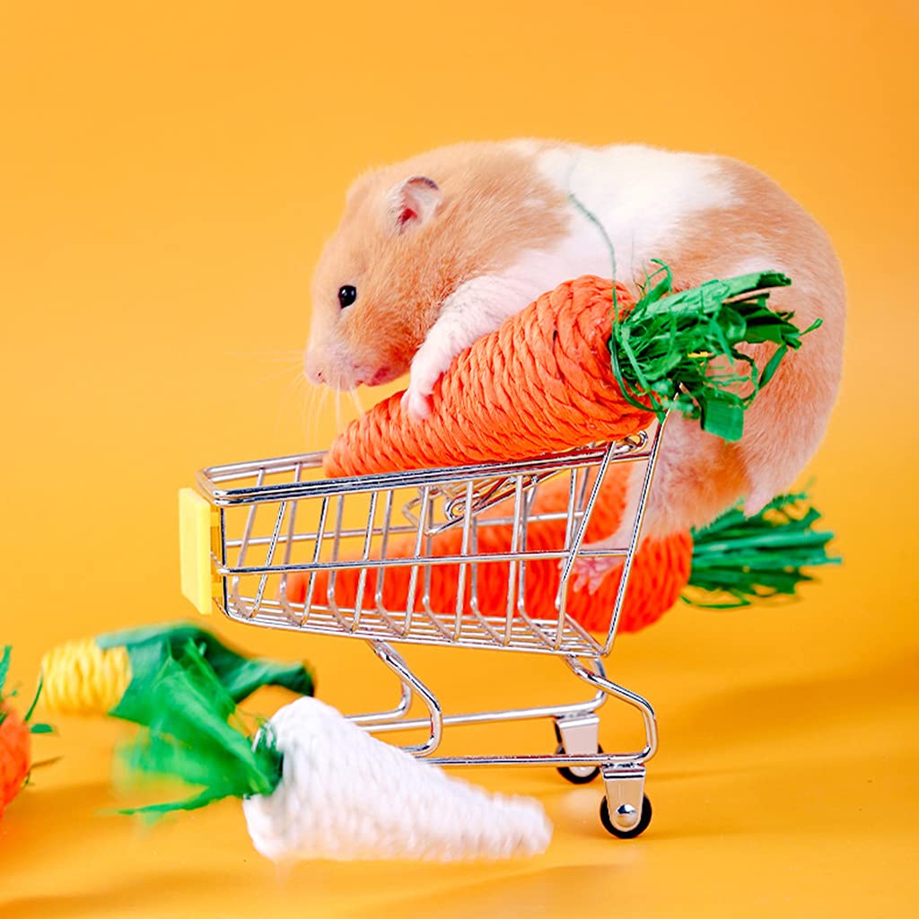 5Pcs Bunny Chew Toy for Teeth Cleaning Natural Hay Treat Grass Carrot for Rabbit Chinchilla Hamster Guinea Pig Play hay Treat for Rabbits