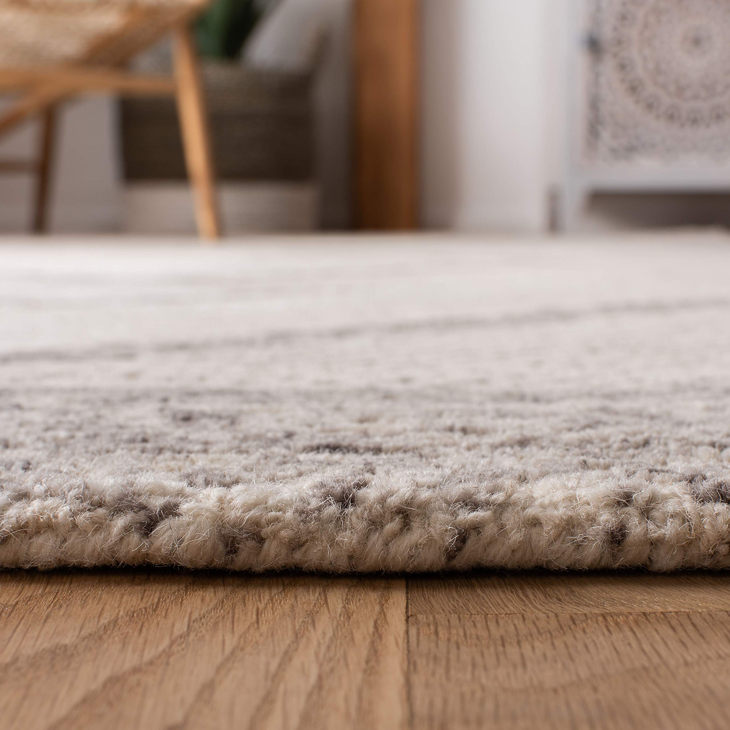 SAFAVIEH Abstract Collection Runner Rug - 2'3" x 12', Ivory & Grey, Handmade Wool, Ideal for High Traffic Areas in Living Room, Bedroom (ABT345F)