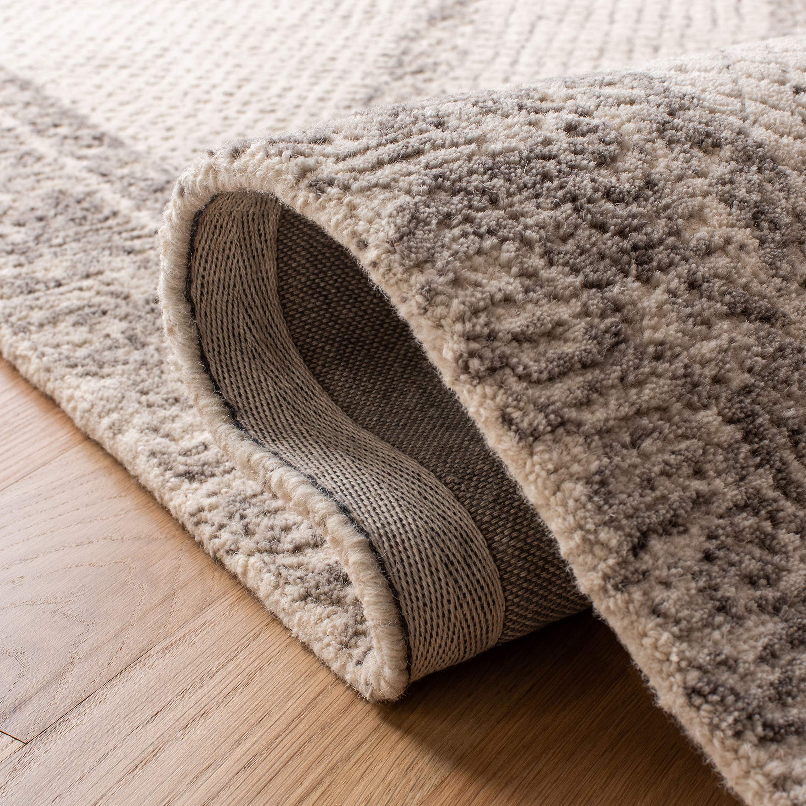 SAFAVIEH Abstract Collection Runner Rug - 2'3" x 12', Ivory & Grey, Handmade Wool, Ideal for High Traffic Areas in Living Room, Bedroom (ABT345F)