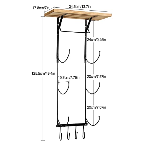 TJ.MOREE Towel Rack Wall Mount for Bathroom Storage, 3 Sectional Metal Bath Towel Rack with 4 hooks for Small Bathroom Organization