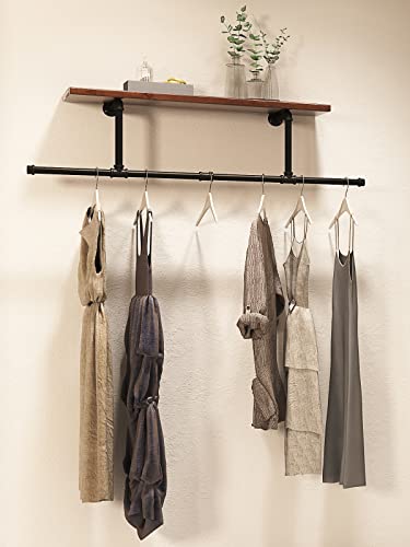 MUZIK 40 inch Long Industrial Pipe Clothes Rack, Heavy Duty Wall Mounted Garment Racks for Bathroom Cabinet Boutique Clothing Store