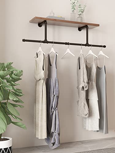 MUZIK 40 inch Long Industrial Pipe Clothes Rack, Heavy Duty Wall Mounted Garment Racks for Bathroom Cabinet Boutique Clothing Store