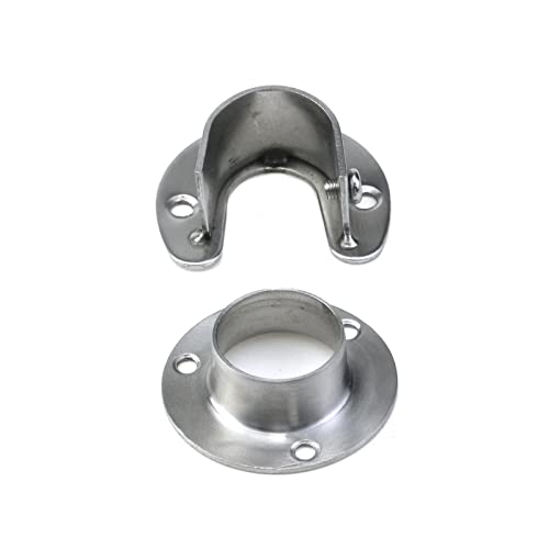 Tighall 6PCS Heavy Duty Stainless Steel Closet Pole Sockets Rod End Support Flange Rod Holder Set Wall Mount Pipe Bracket with Screws for Closet Wardrobe Shower Curtain Rod (Fit 25mm / 1", Silver)