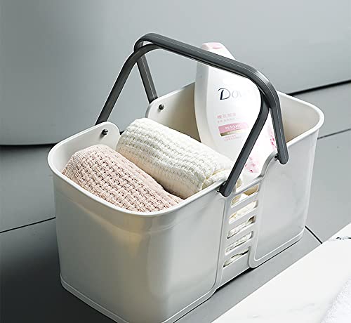 Yesland 4 Pcs Shower Caddy Basket - White Portable Plastic Organizer Storage Baskets with Handles Shower Caddy Bins Tote for Shampoo, Body Wash, Essentials, Makeup in Bathroom - 11.3 x 7 x 6.25 Inch