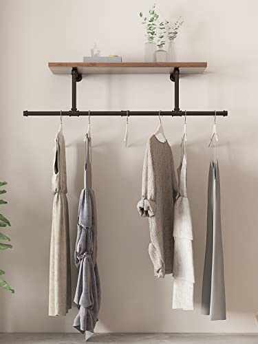 MUZIK 40 inch Long Industrial Pipe Clothes Rack, Heavy Duty Wall Mounted Garment Racks for Bathroom Cabinet Boutique Clothing Store