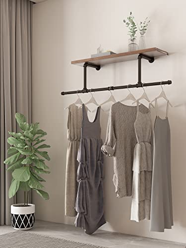 MUZIK 40 inch Long Industrial Pipe Clothes Rack, Heavy Duty Wall Mounted Garment Racks for Bathroom Cabinet Boutique Clothing Store