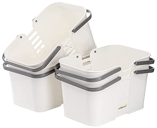 Yesland 4 Pcs Shower Caddy Basket - White Portable Plastic Organizer Storage Baskets with Handles Shower Caddy Bins Tote for Shampoo, Body Wash, Essentials, Makeup in Bathroom - 11.3 x 7 x 6.25 Inch