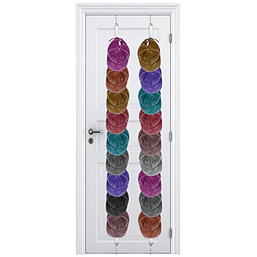 2 Pieces Adjustable Door Cap Rack Closet Hanging Cap Organizer Hanging Cap Keeper Baseball Cap Holder Hanging Cap Hook Organizer Hat Display Rack with Hooks Door Hat Storage Hanger (White)