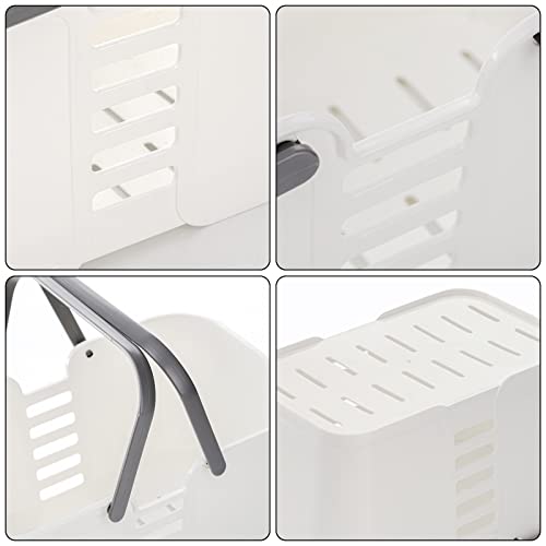 Yesland 4 Pcs Shower Caddy Basket - White Portable Plastic Organizer Storage Baskets with Handles Shower Caddy Bins Tote for Shampoo, Body Wash, Essentials, Makeup in Bathroom - 11.3 x 7 x 6.25 Inch