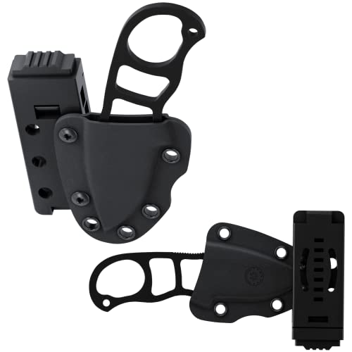 Off-Grid Knives - Compact EDC Fixed Blade Knife with Cryo D2 Steel, Paracord Rope, Neck Knife, Belt Clip, Scout & Vertical Carry, Kydex Sheath (Blackout)