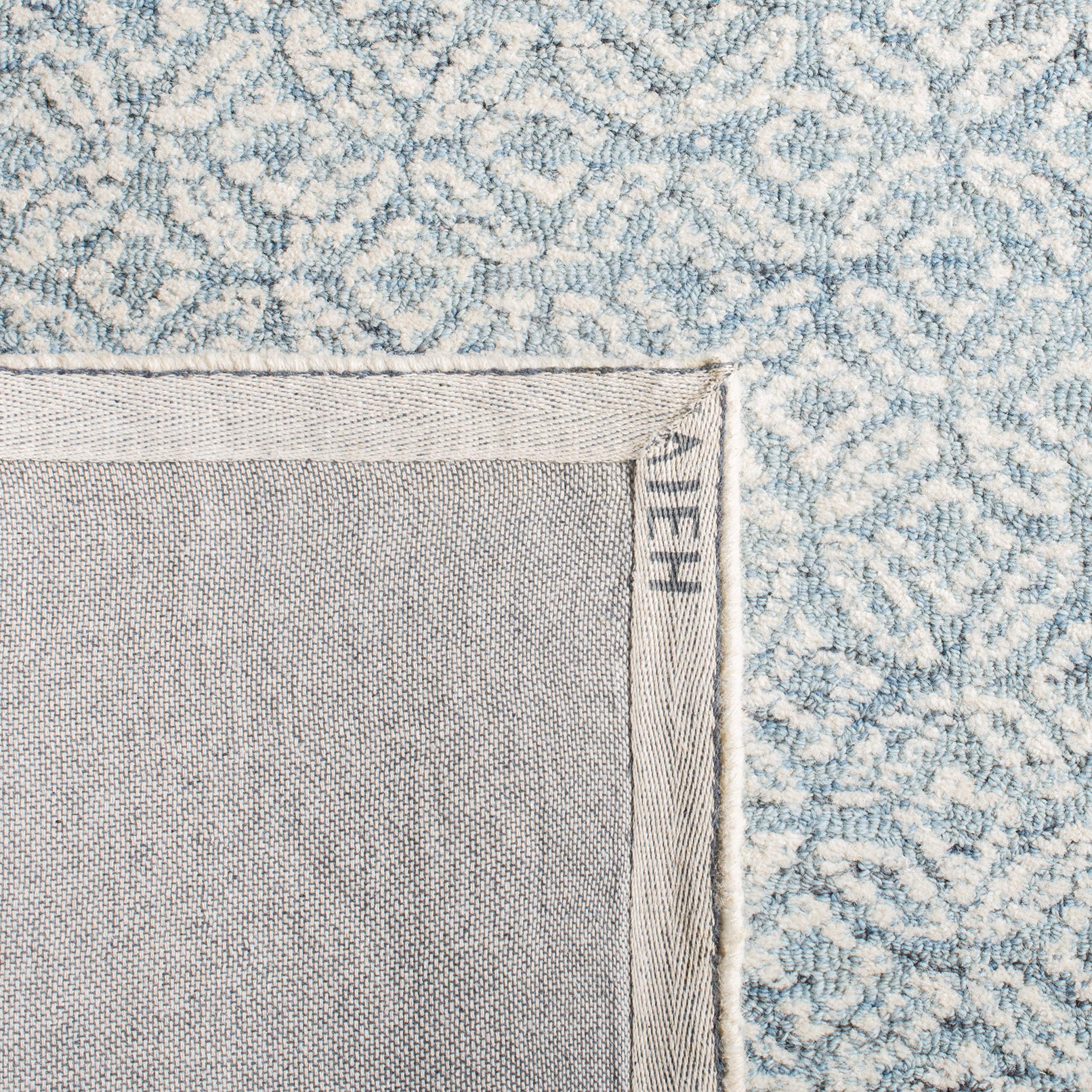 SAFAVIEH Abstract Collection Runner Rug - 2'3" x 12', Blue & Ivory, Handmade Wool, Ideal for High Traffic Areas in Living Room, Bedroom (ABT342N)
