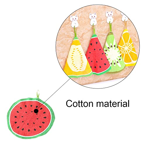 YEEKIDAIJ 4 Pcs Hanging Fruit Hand Towel Soft Hand Dry Towel Absorbent Washcloth with Hanging Loop for Kitchen Bathroom Use