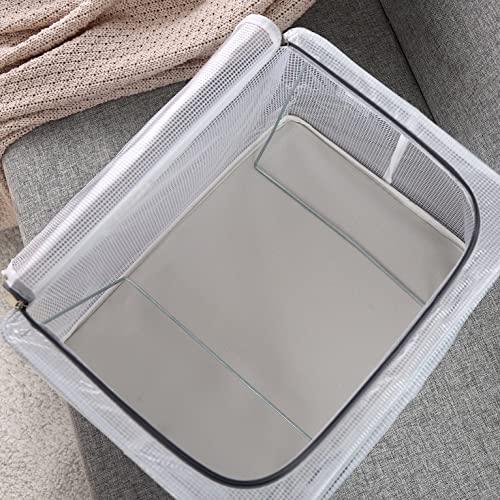 Kaysun Stackable Closet Clear Storage Bins with Lids Waterproof Foldable Steel Frame Storage Box for Clothes 66L Baby Cloth Storage bag Organizer for Bedding Clothing Toy(2-Pack 66L+2-pack 22L))