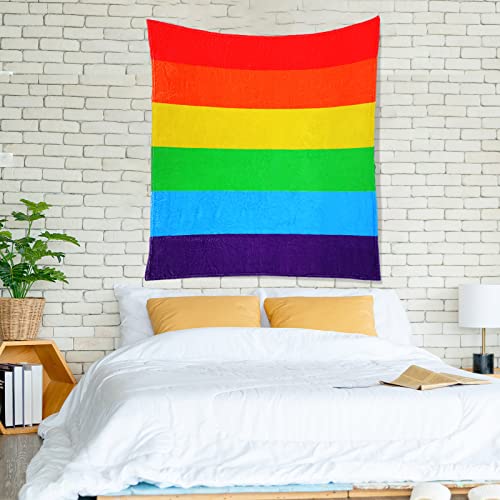 2 Pack Pride Rainbow Throw Blanket LGBT Flannel Blanket Colorful Stripe Rainbow Soft Warm Blankets for Bed Couch Sofa, LGBT Gifts for Teens Kids Adults