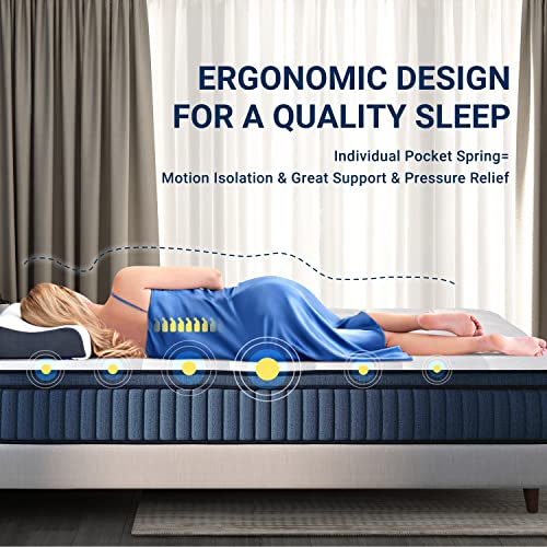 Avenco King Mattress, King Size Mattress in a Box, 12 Inch Latex Hybrid Mattress King, Cool Tencel Fabric & Bamboo Memory Foam & Pocket Spring, Medium Firm, CertiPUR-US, 10 Years Support (NDSM30)
