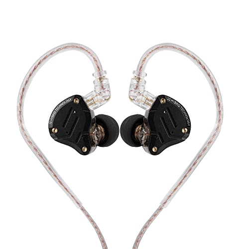 Linsoul KZ ZS10 Pro, 4BA+1DD 5 Driver in Ear Monitor, HiFi Wired Earbuds, Gaming Earbuds, Hybrid IEM Earphones with Stainless Steel Faceplate, Detachable Cable for Musician(with Mic, Dark Black)