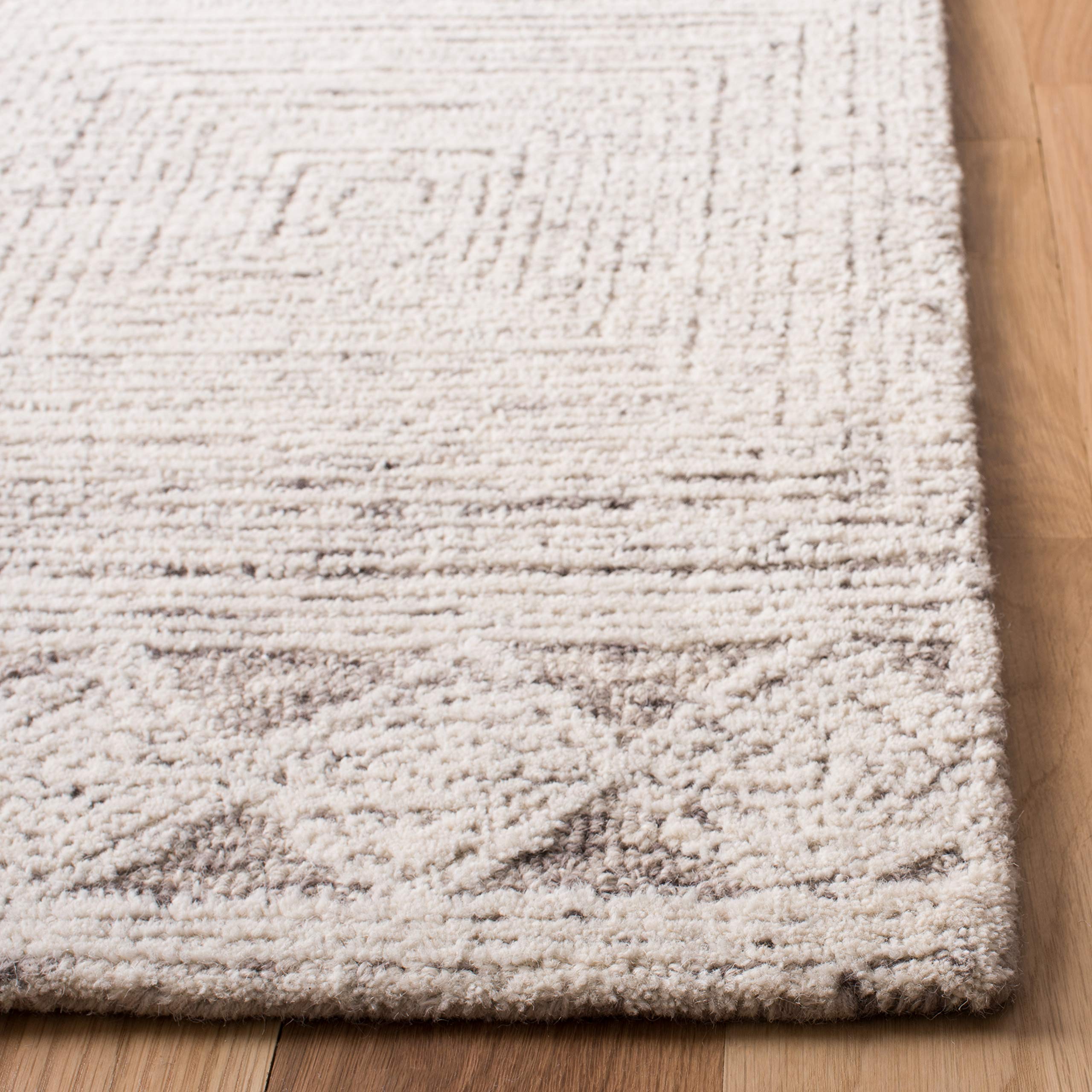 SAFAVIEH Abstract Collection Runner Rug - 2'3" x 12', Ivory & Grey, Handmade Wool, Ideal for High Traffic Areas in Living Room, Bedroom (ABT349F)