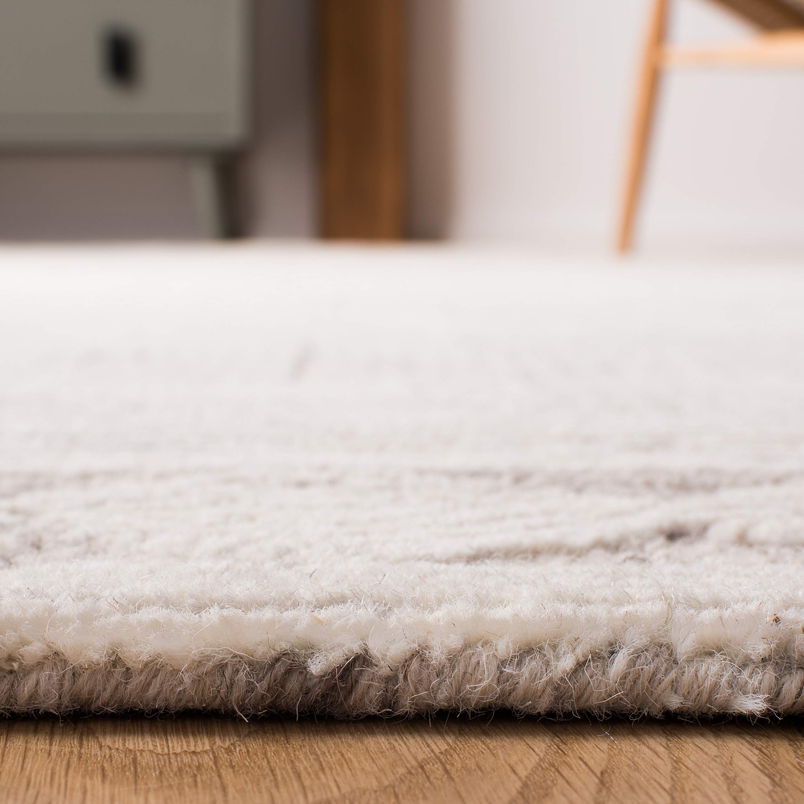SAFAVIEH Abstract Collection Runner Rug - 2'3" x 12', Ivory & Grey, Handmade Wool, Ideal for High Traffic Areas in Living Room, Bedroom (ABT349F)