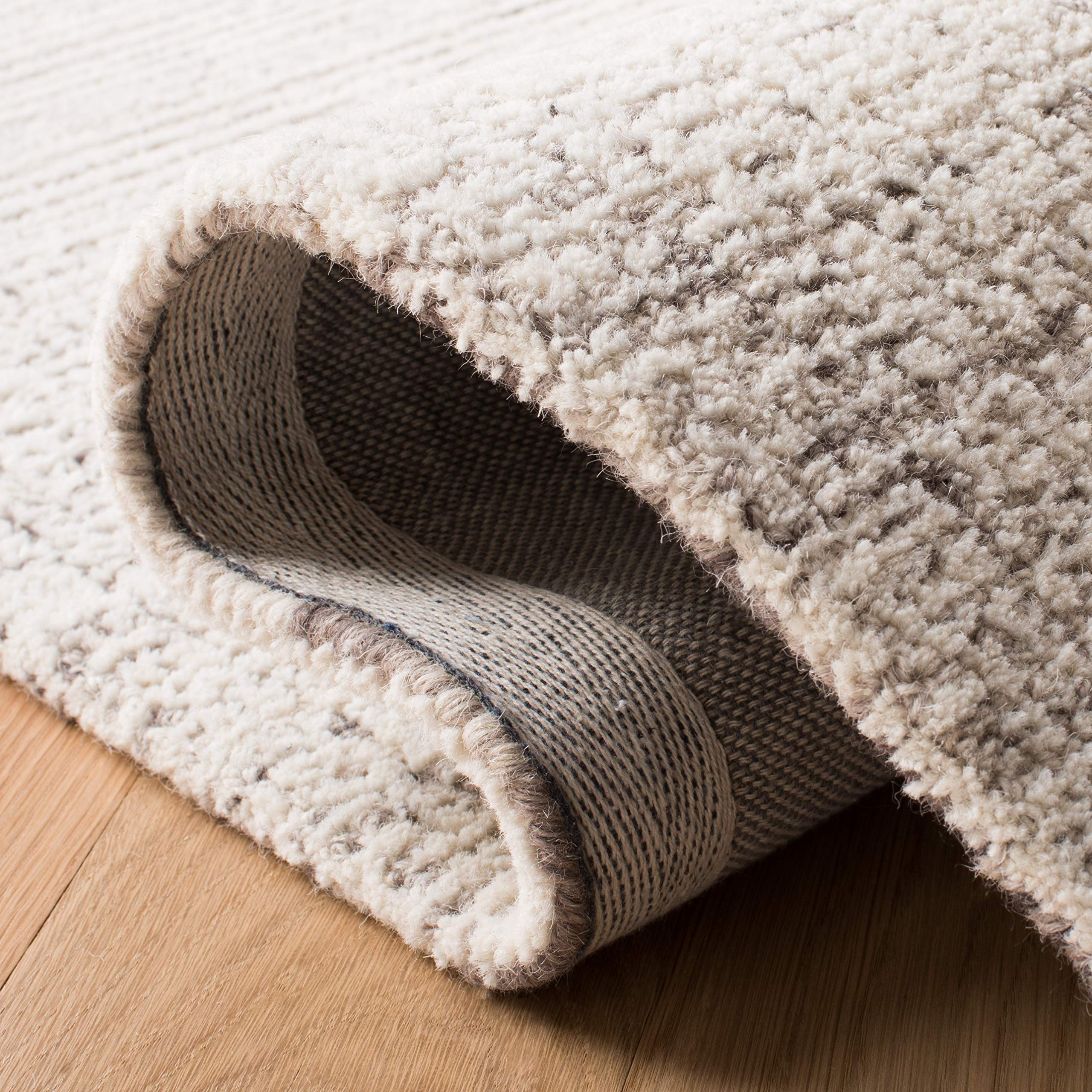SAFAVIEH Abstract Collection Runner Rug - 2'3" x 12', Ivory & Grey, Handmade Wool, Ideal for High Traffic Areas in Living Room, Bedroom (ABT349F)