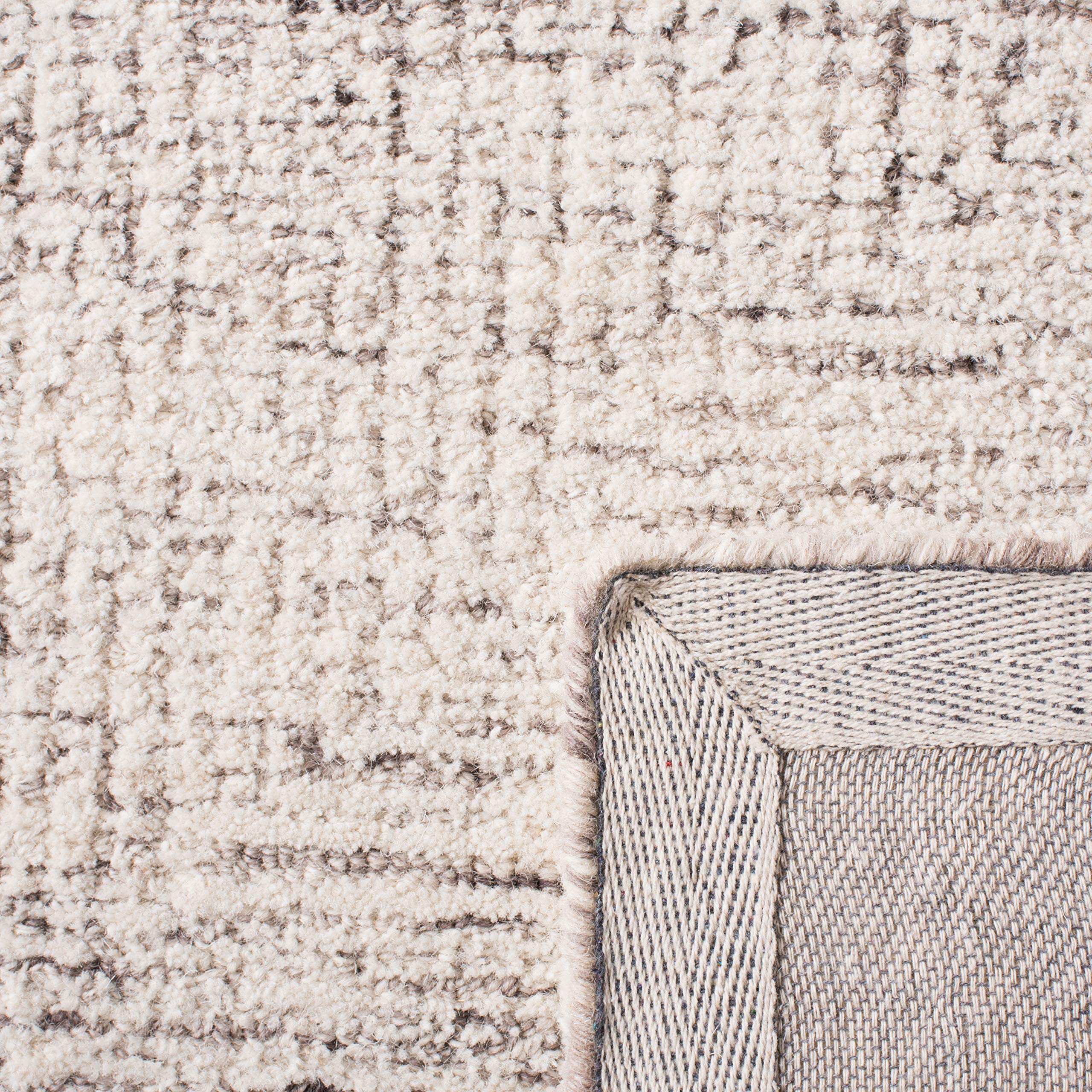 SAFAVIEH Abstract Collection Runner Rug - 2'3" x 12', Ivory & Grey, Handmade Wool, Ideal for High Traffic Areas in Living Room, Bedroom (ABT349F)