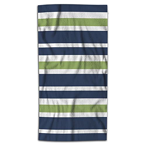 Wondertify Stripes Hand Towel Navy Blue Lime Green White Hand Towels for Bathroom, Hand & Face Washcloths 15X30 Inches