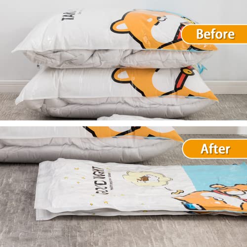 Cartoon dog-shaped vacuum compression bag, storage bag, strong and durable, release 80% of storage space, suitable for travel, moving, family storage use. (Large)