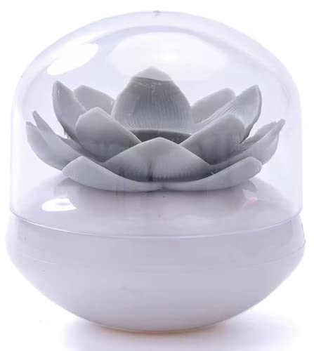 HAOSHOME Lotus Qtip Holder for Cotton Swabs (Gray), 3.58'' X 3.39'' X 3.7''