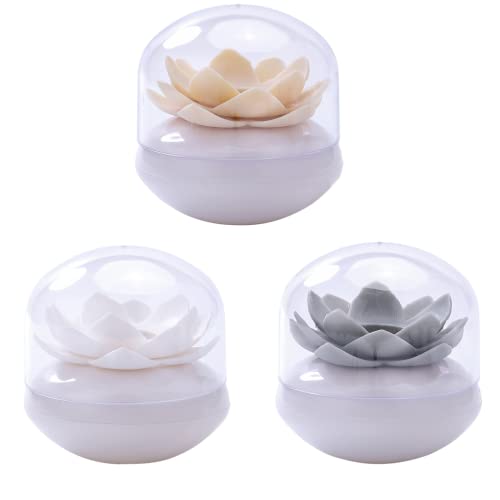 HAOSHOME Lotus Qtip Holder for Cotton Swabs (Gray), 3.58'' X 3.39'' X 3.7''